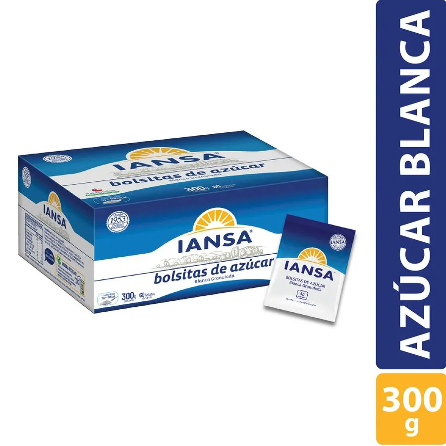 Azúcar Iansa Sachet 60 unidades | limphogar.cl – LimpHogar